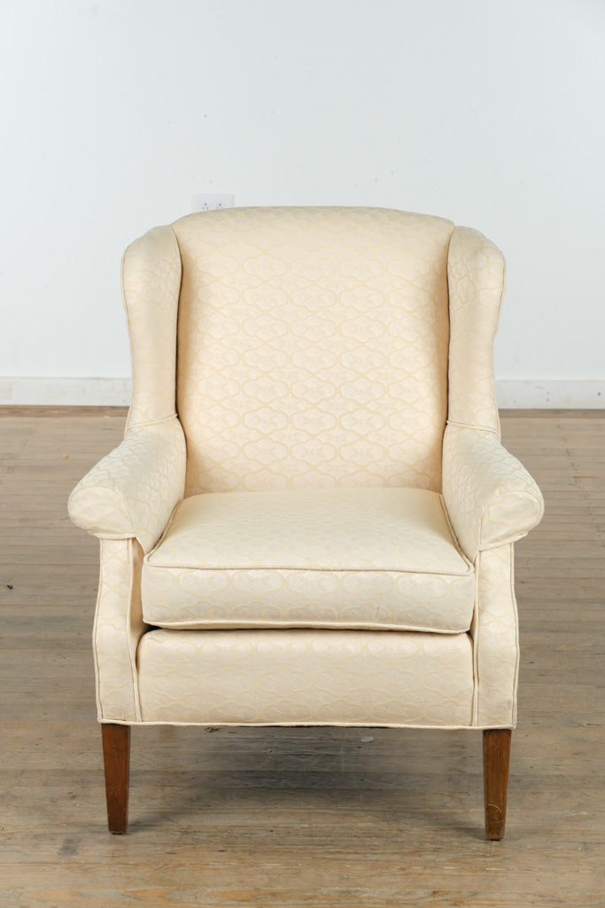The Marquise Wingback – Cream Jacquard Upholstered Armchair – Craze Furniture and Antiques