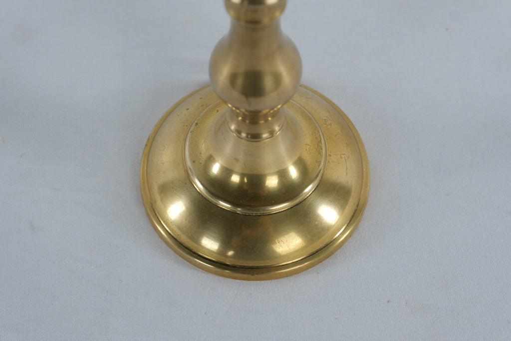 Solid Brass Candlestick – Slender Turned Stem with Round Base – 7.25 ...