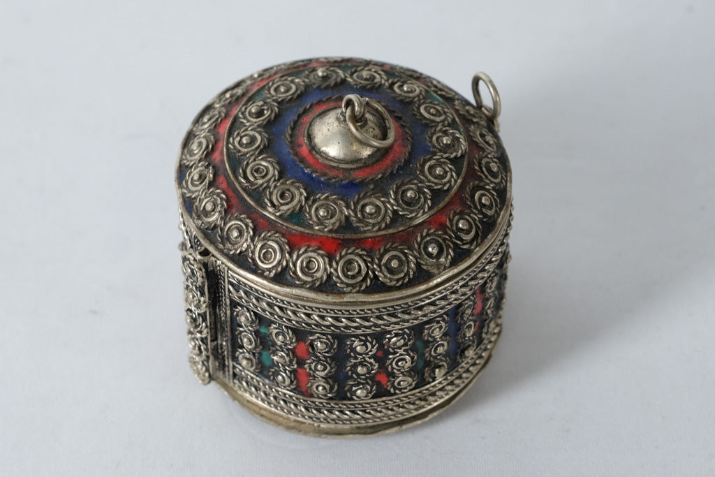 Vintage Kabyle Berber Silver & Enamel Bracelet Box – Handcrafted Alger ...