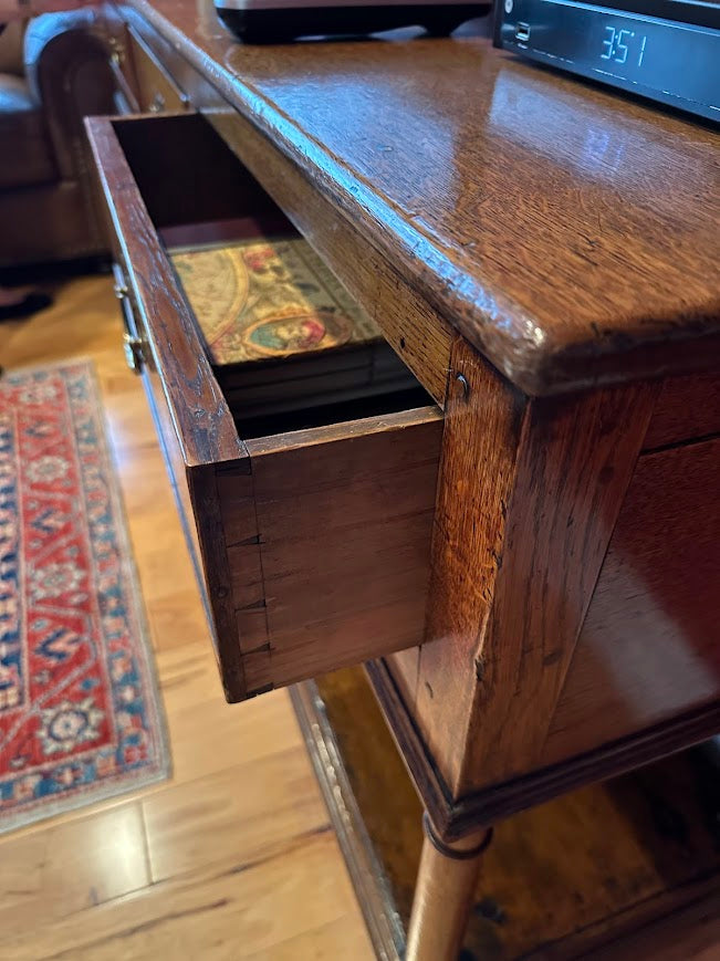 Antique English Oak Console Sideboard with Turned Legs & Hutch Pegs ...