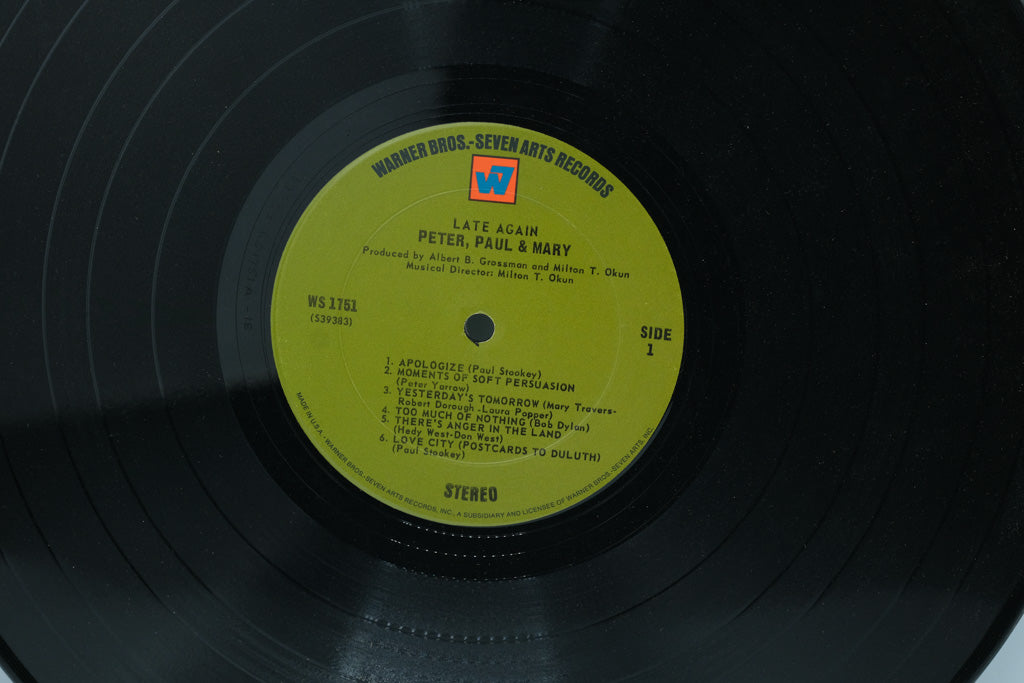 Peter, Paul and Mary – Late Again (1968, Warner Bros. WS 1751) – Folk ...