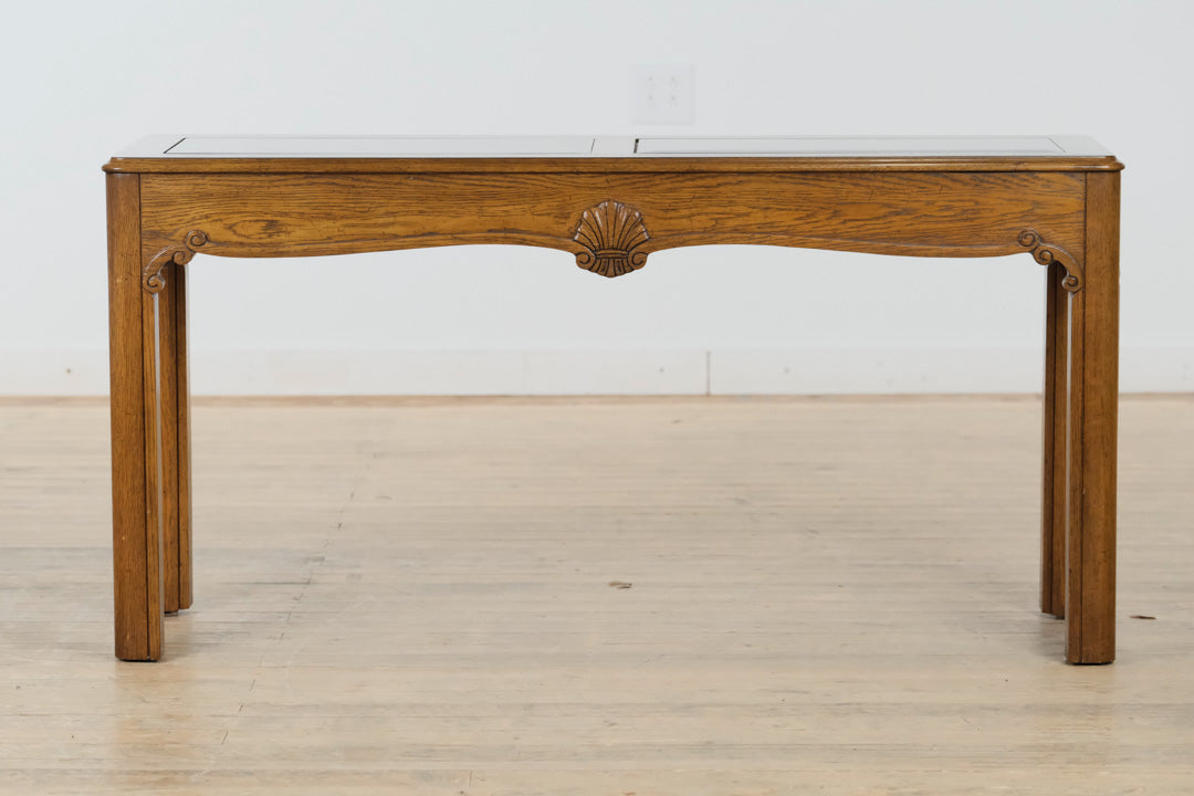 Shell Cliff Oak Console Table with Glass Panels – Craze Furniture and ...