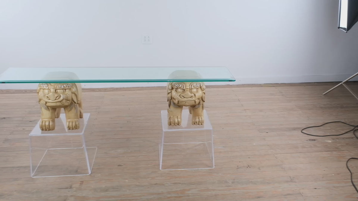 One-of-a-Kind Foo Dog Console Table with Acrylic Stands & Glass Top ...